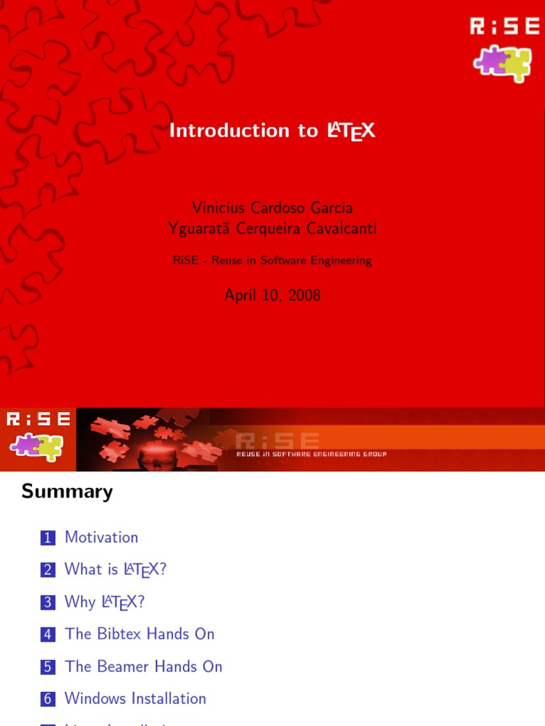 Introduction To L TEX: Vinicius Cardoso Garcia Yguarat A Cerqueira ...