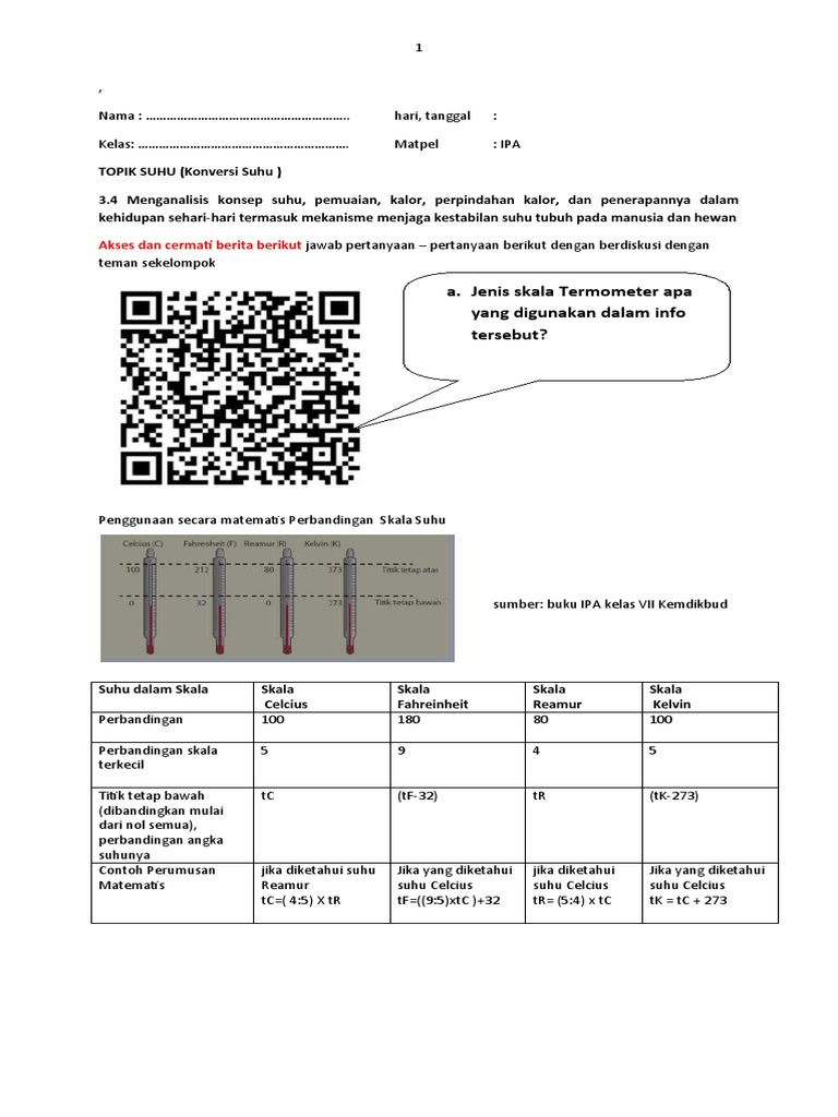 2.LKPD Konversi Suhu. | PDF