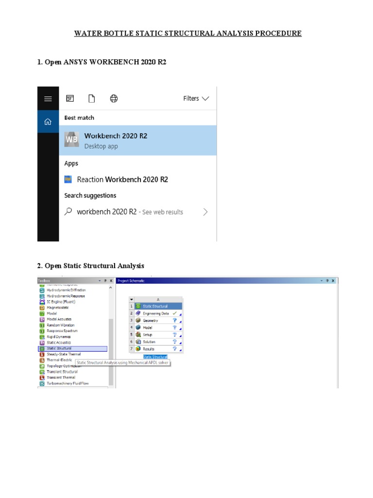 Water Bottle Static Structural Analysis Procedure 1. Open Ansys ...