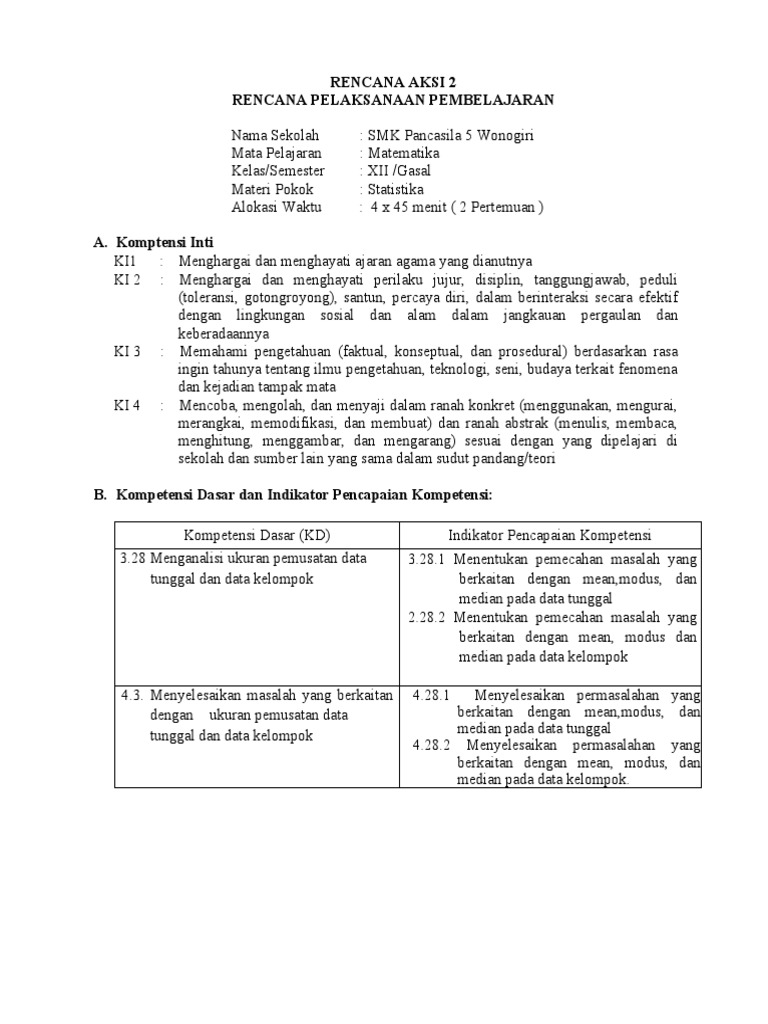 Rencana Aksi 2 Erlina | PDF