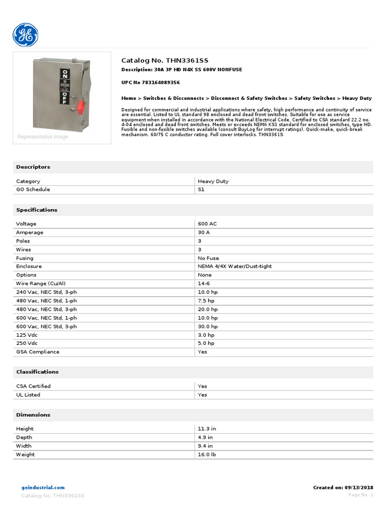 THN3361SS Product Details | PDF | Switch | Fuse (Electrical)