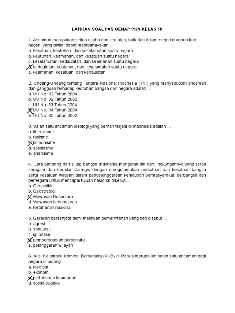 Latihan Soal Pas Genap PKN Kelas 10 | PDF | Politik | Ilmu Sosial