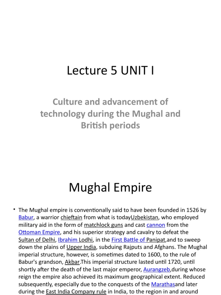Honors UNIT I Lecture 6 and 7 | PDF | Mughal Empire