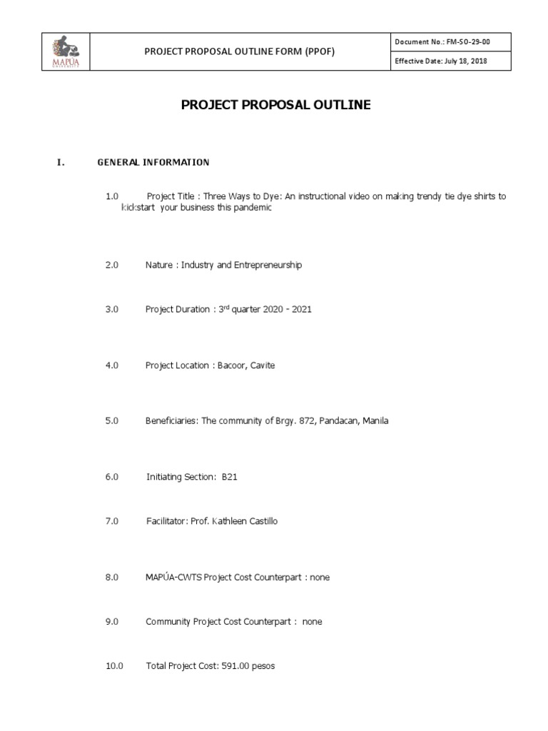 Project Proposal Outline Sample | PDF