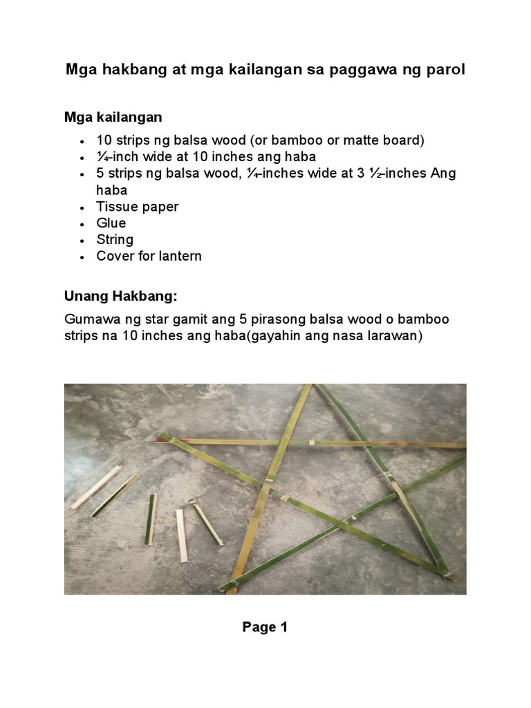 Mga Hakbang at Kailangan Sa Paggawa NG Parol | PDF