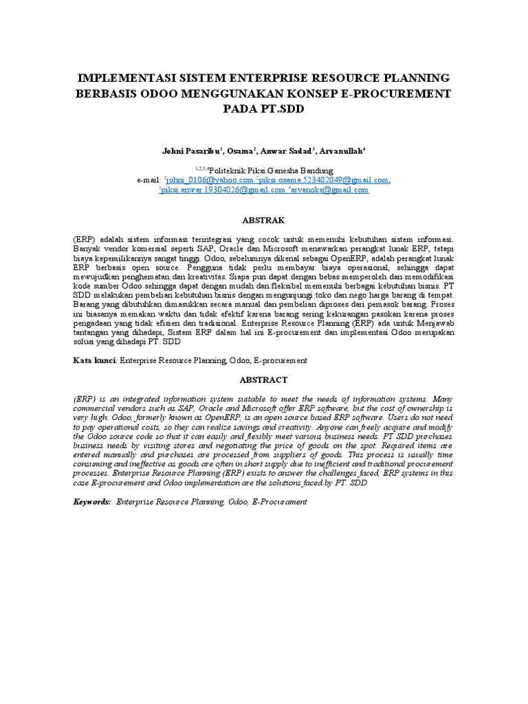 Tugas Besar Erp (Osama, Anwar Sadad, Arvanullah) | PDF