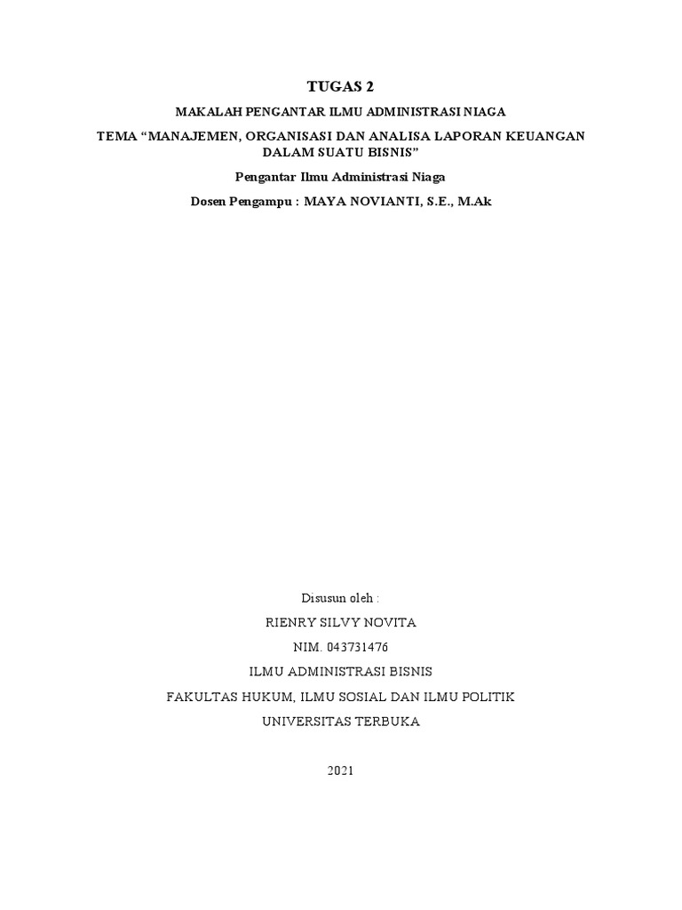 TUGAS 2 Pengantar Ilmu Administrasi Niaga | PDF