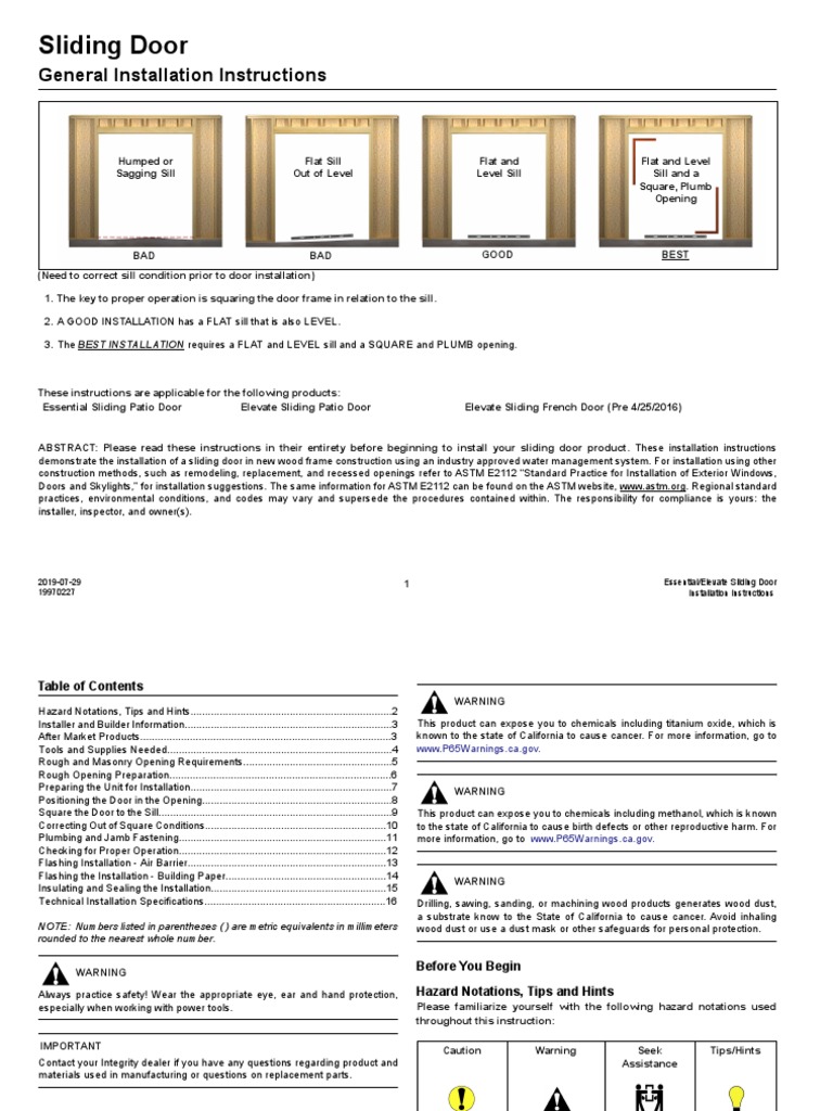 Sliding Door 19970227 | PDF | Door | Framing (Construction)