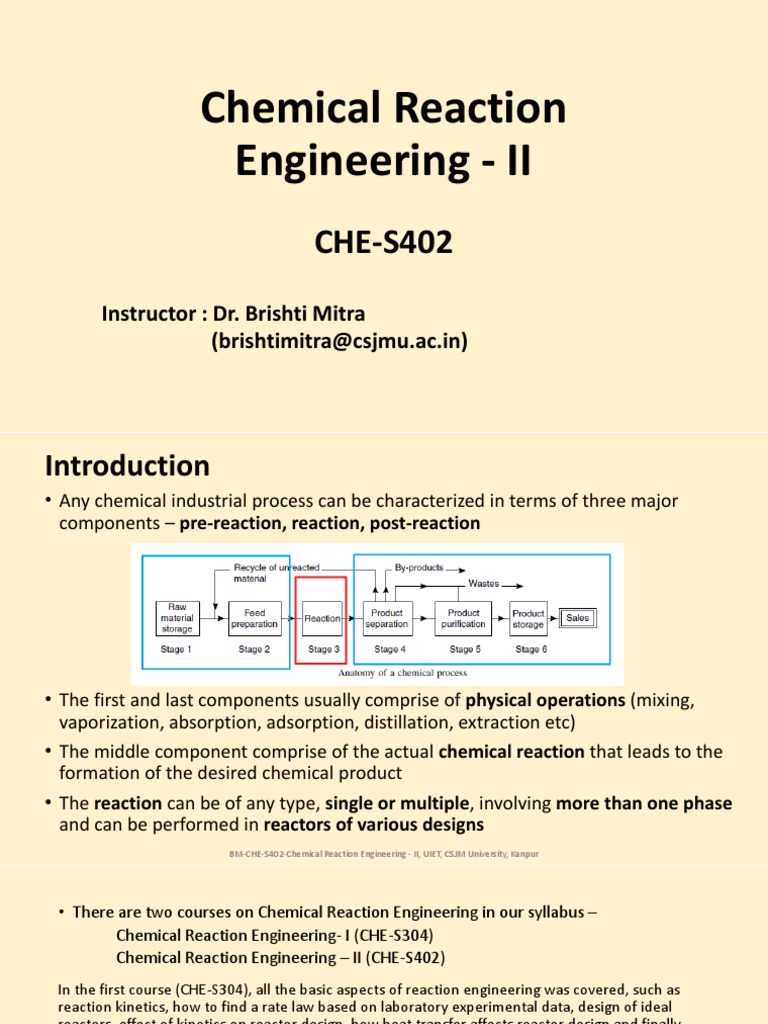 CHE S402 Chapter 1 Introduction | PDF | Chemical Reactor | Reaction Rate