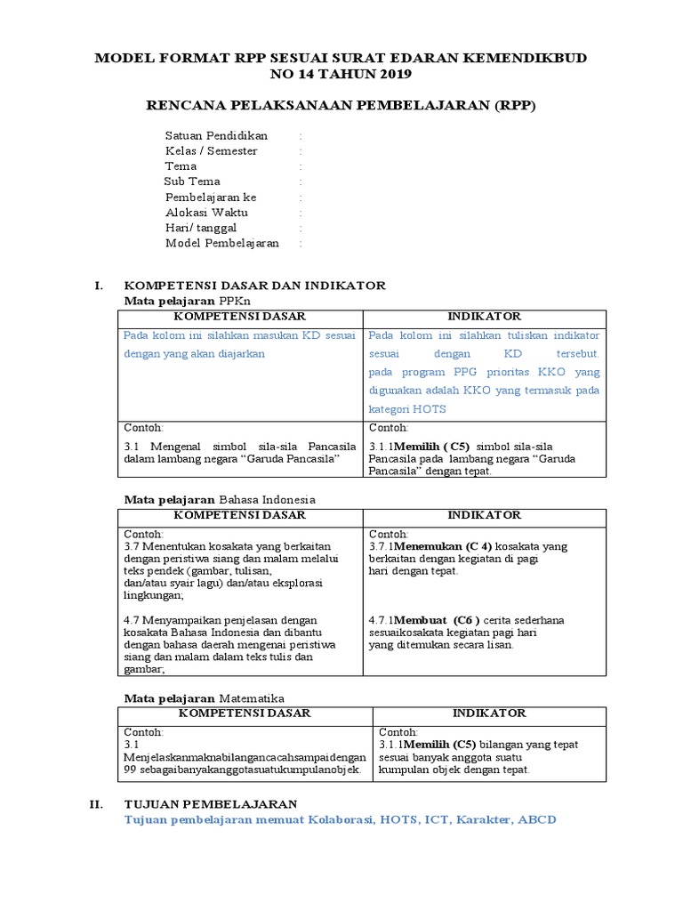 Format RPP, LKPD, Penilaian, Media, Dan Bahan Ajar | PDF