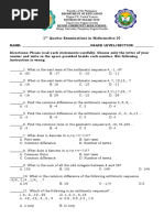 MATH 10 Test With Answer Key | PDF | Circle | Angle