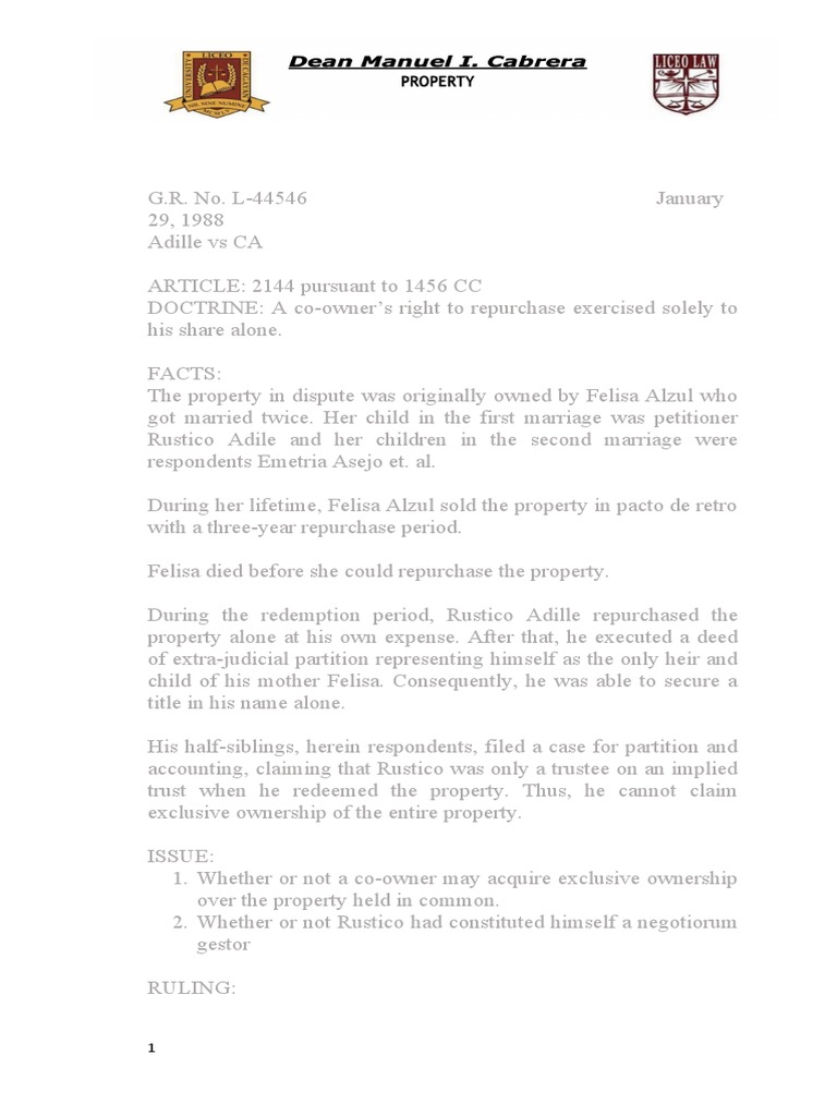 Property - Case Digests | PDF | Lease | Mortgage Law