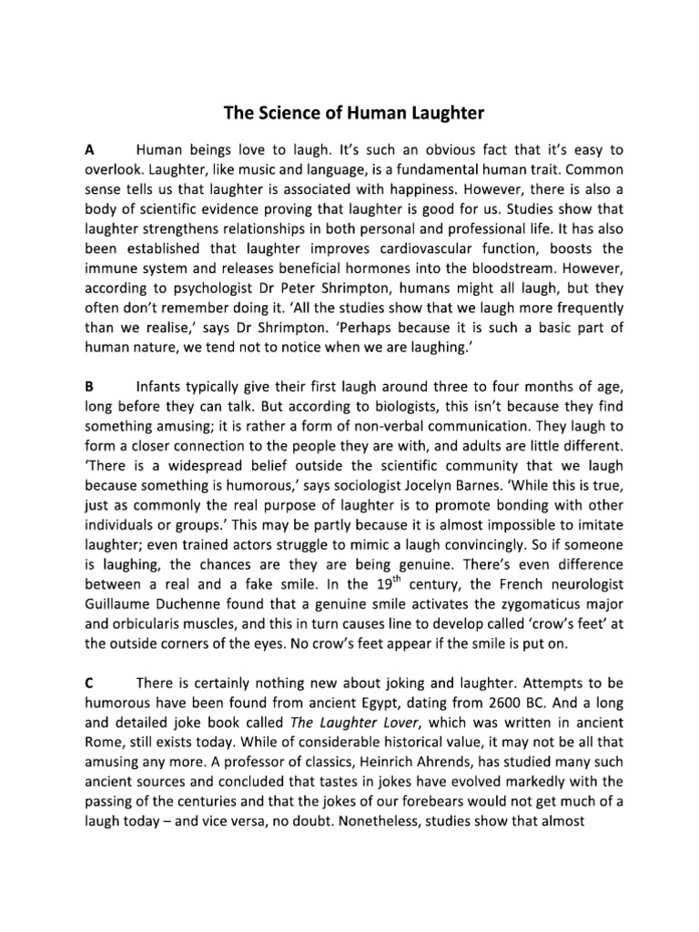 The Secrets of Human Laughter - IELTS READING PASSAGE 2 | PDF
