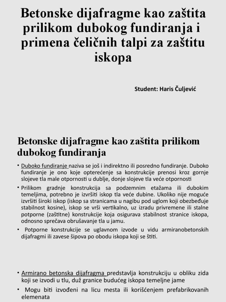 Betonske Dijafragme Kao Zastita Kod Dubokog Fundiranja I Primena ...