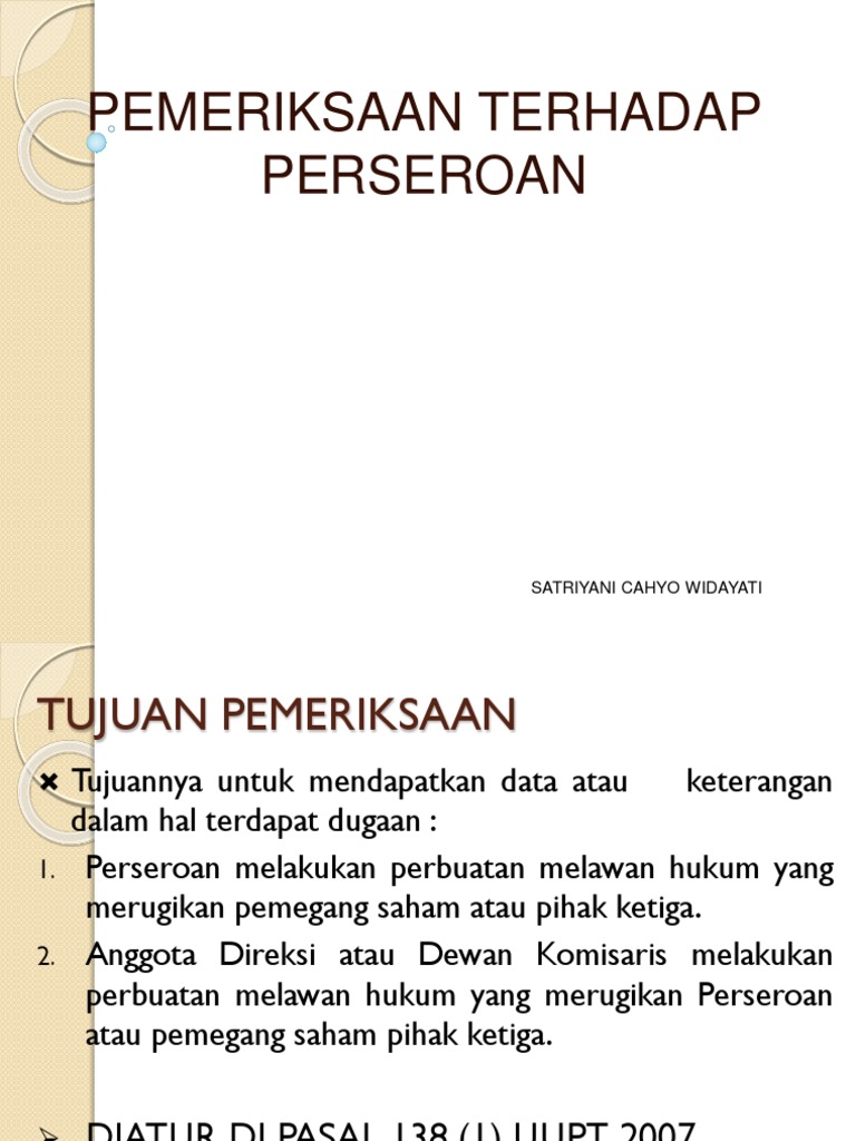 Pemeriksaan Perseroan | PDF
