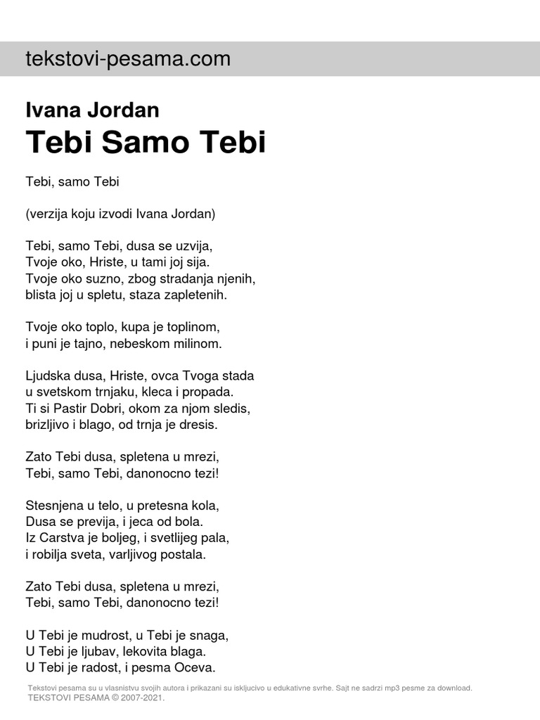 Tebi Samo Tebi: Ivana Jordan | PDF