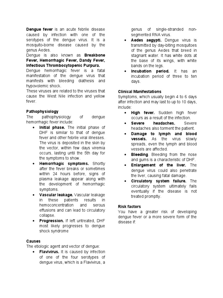 Dengue Fever With Warning Signs | PDF