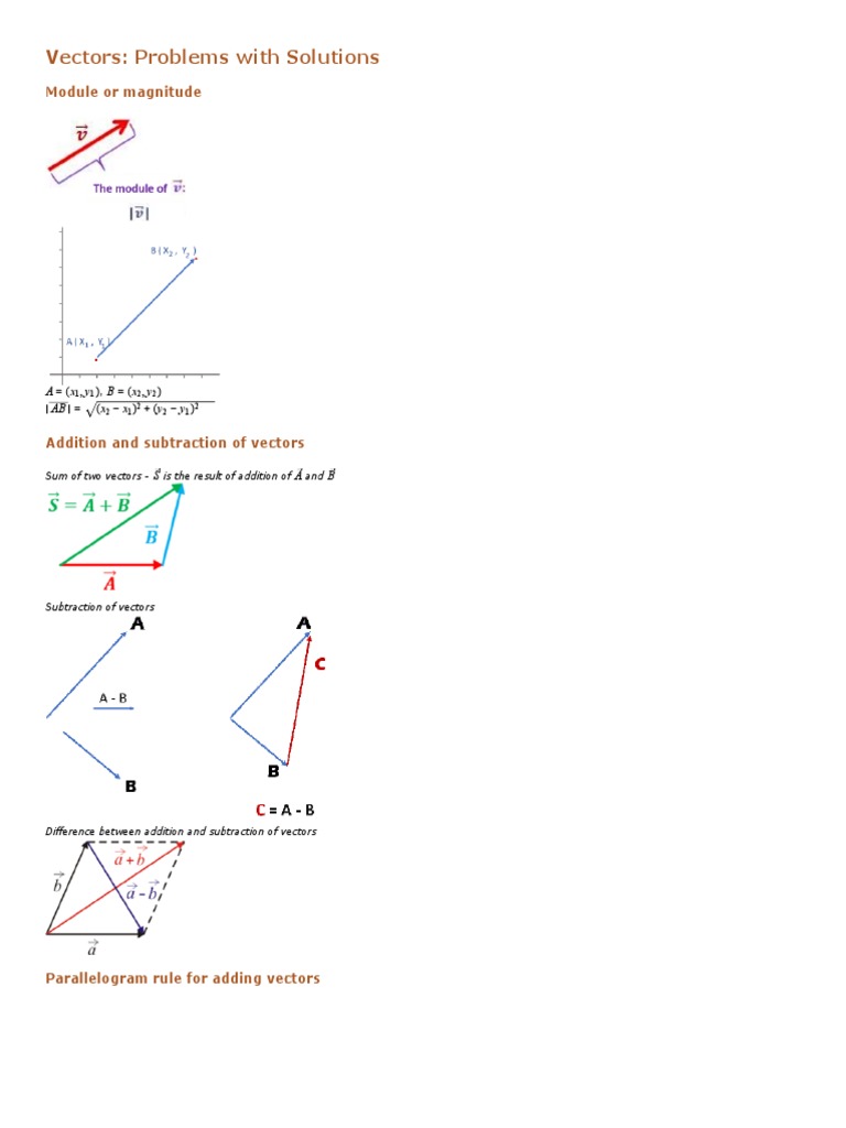 Vectors - Problems With Solutions | PDF | Euclidean Vector | Norm ...