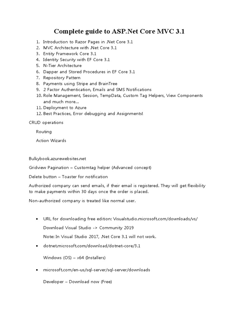 Complete Guide To ASP - Net Core MVC 3.1 | PDF