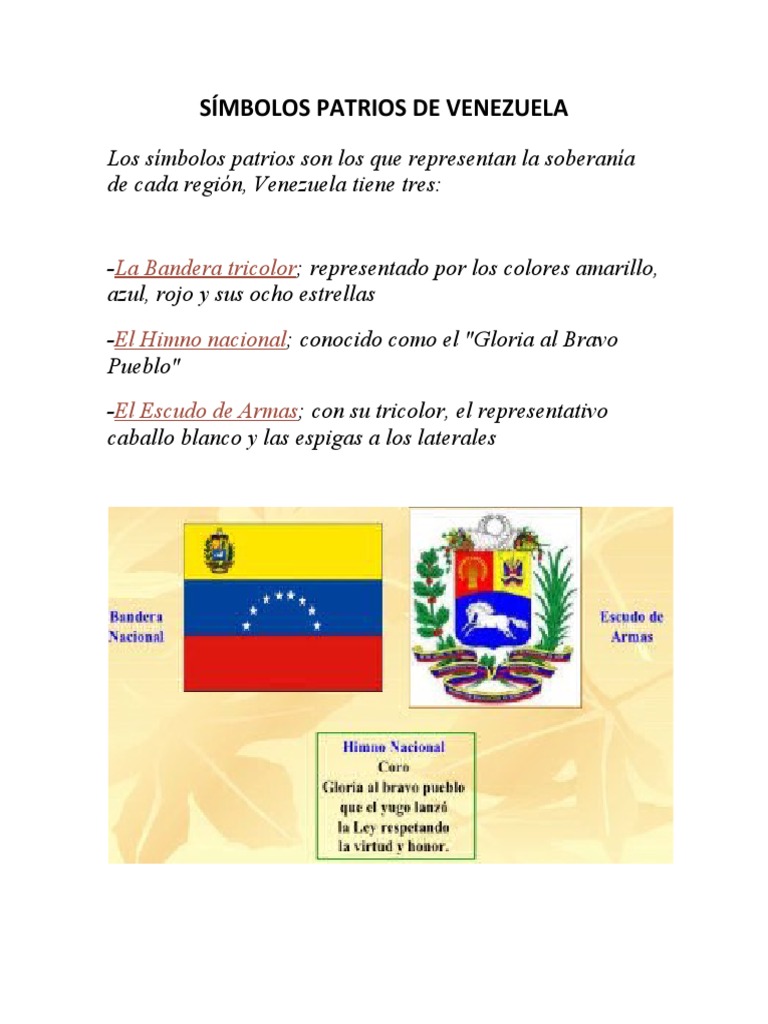 Símbolos Patrios de Venezuela para Niños | PDF | Venezuela | Los símbolos