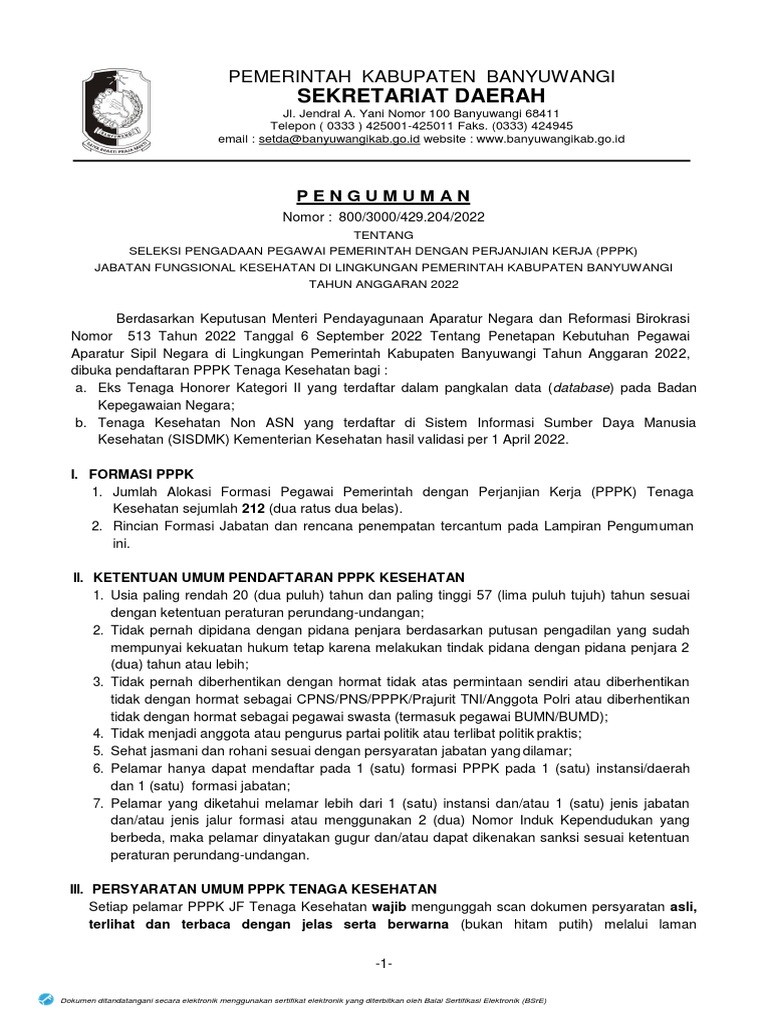 Pengumuman Seleksi Pppk Nakes Pdf