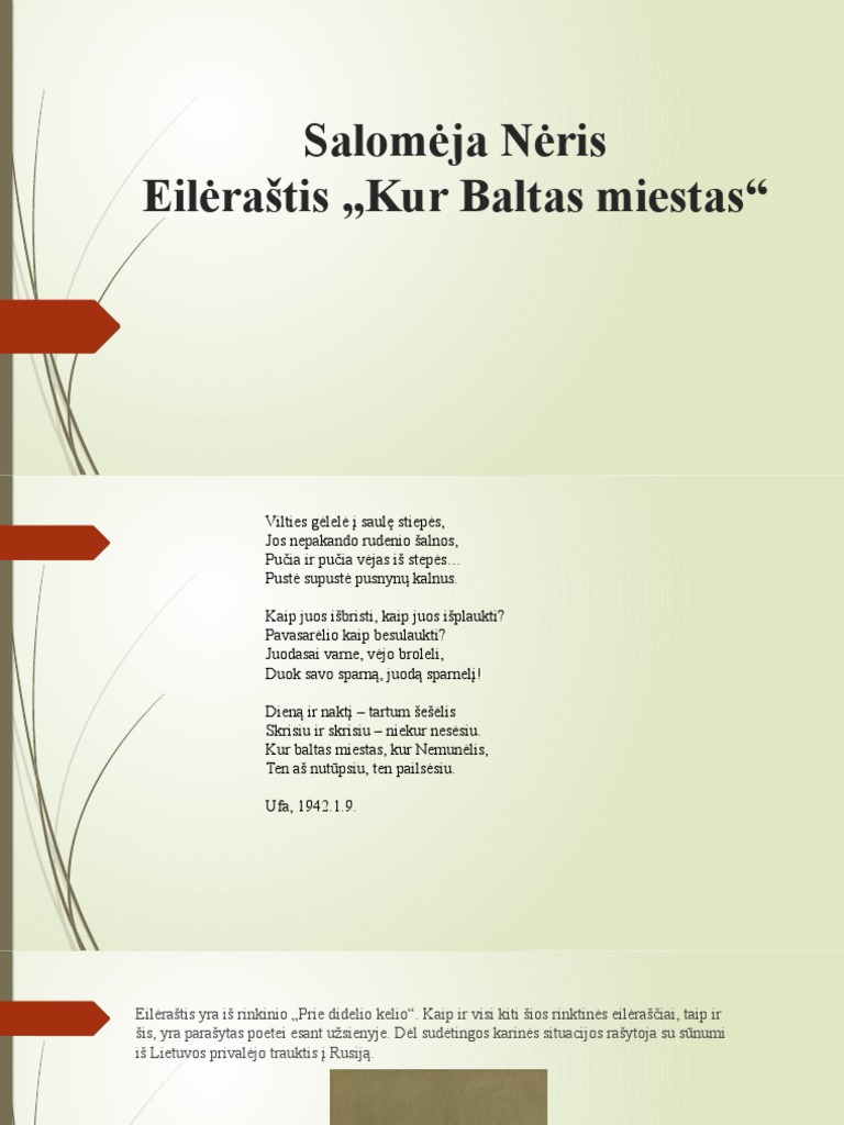 Salomėja Nėris - Kur Baltas Miestas | PDF