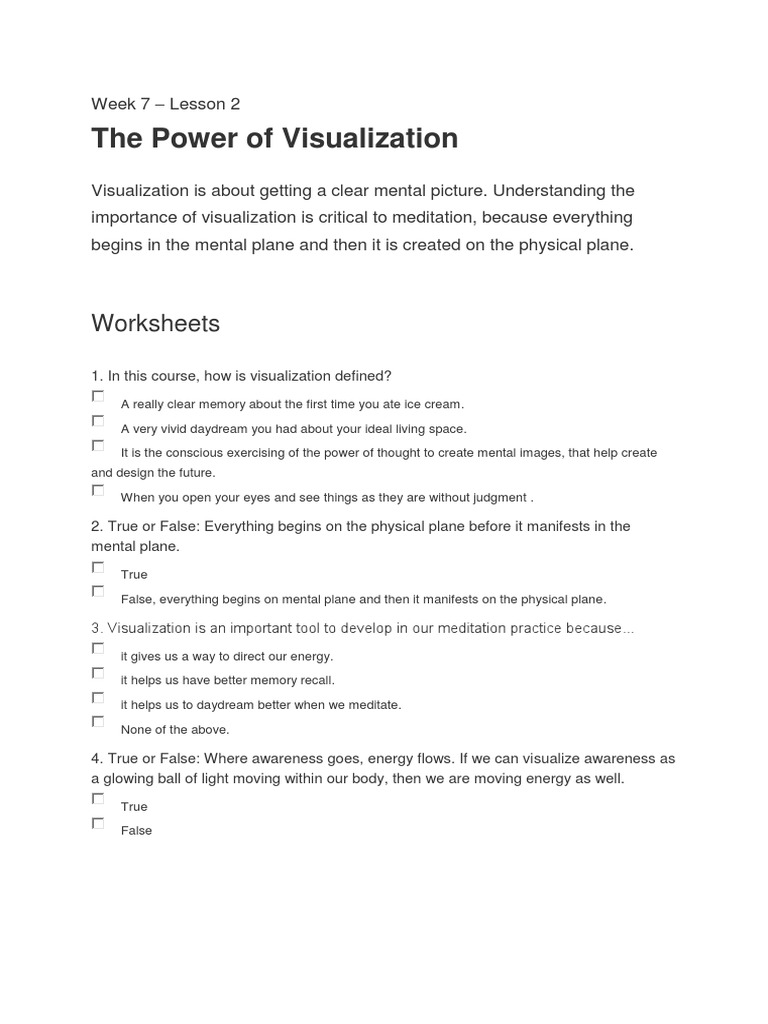 Lesson 2 - The Power of Visualization | PDF Lesson 2 - The Power of Visualization | PDF