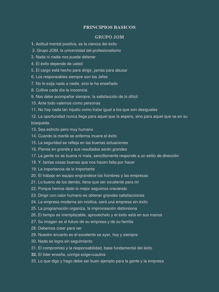 Principios Basicos Grupo Jom | PDF