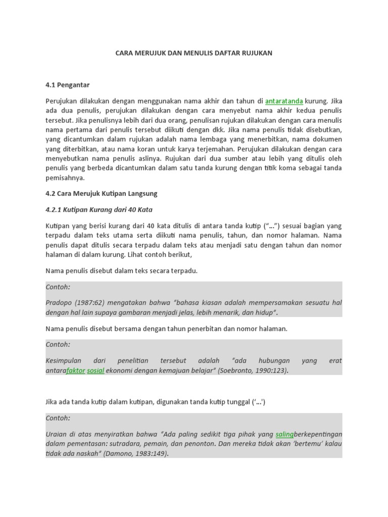Cara Merujuk Dan Menulis Daftar Rujukan | PDF
