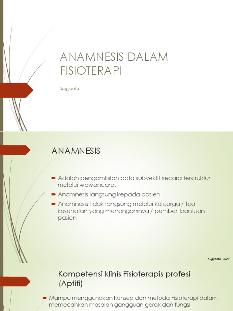 Anamnesis Dalam Fisioterapi | PDF