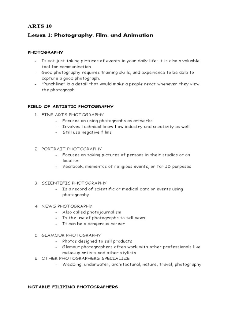 ARTS 10 (3rd Grading) | PDF | Cinematography