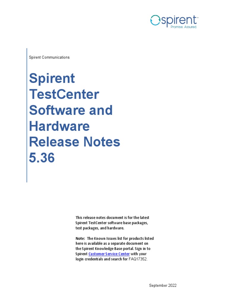Spirent TestCenter Software and Hardware Release Notes - 5.36 | PDF