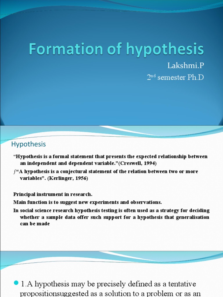 Formation of Hypothesis | PDF | Hypothesis | Science