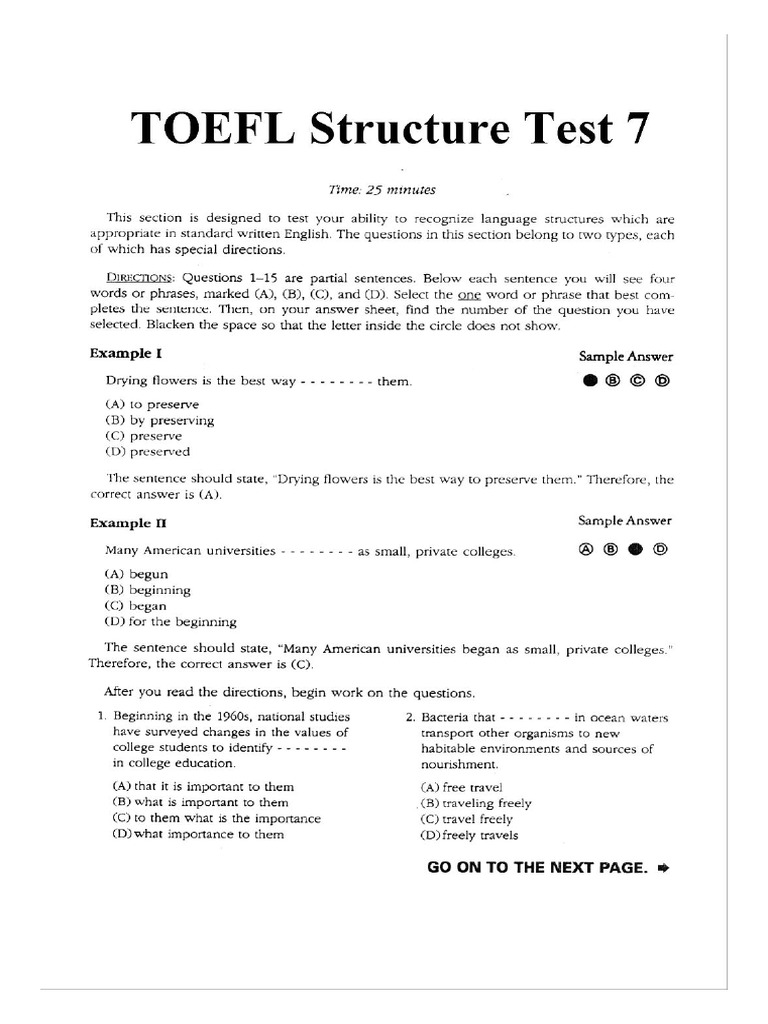 TOEFL Structure 2 | PDF