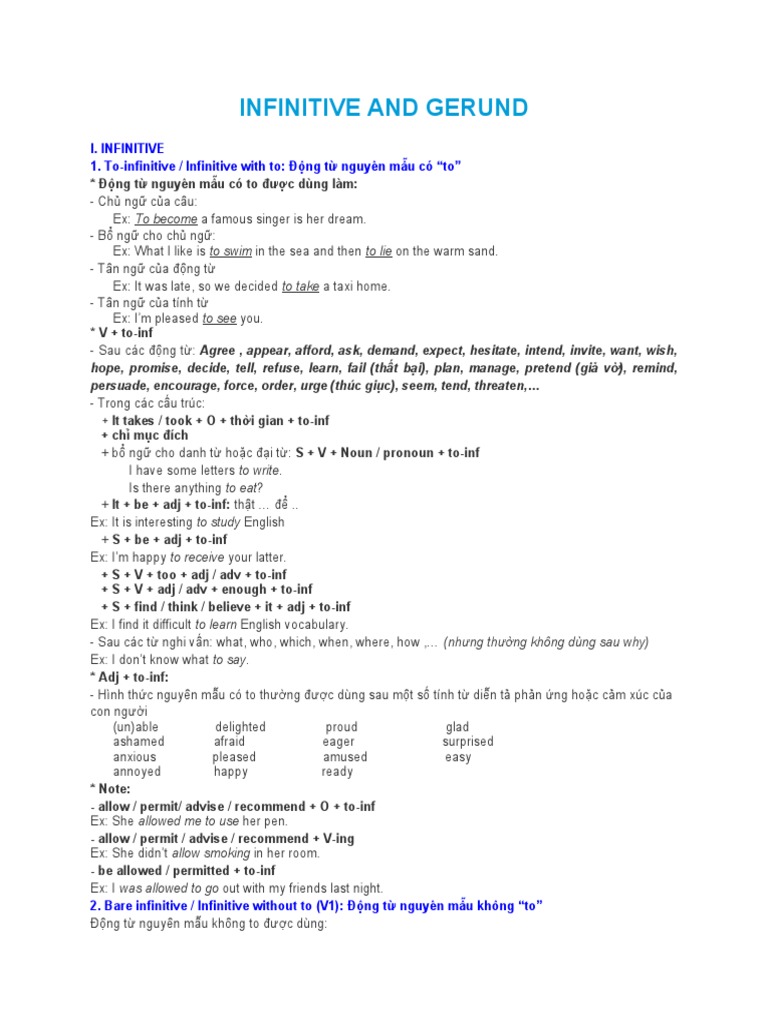 Infinitive and Gerund | PDF