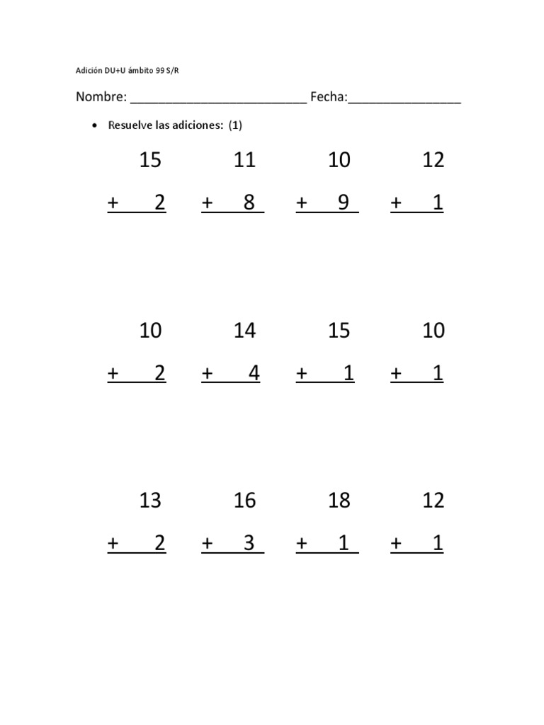 Adic. DU+U Ámbito 99 Sin Reagrupación | PDF