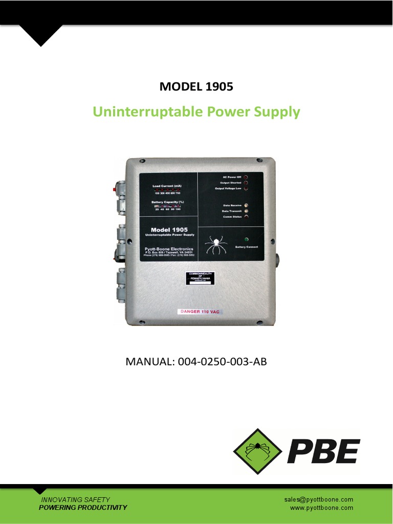 004-0250-003 Model 1905 Uninterruptable Power Supply Manual | PDF ...