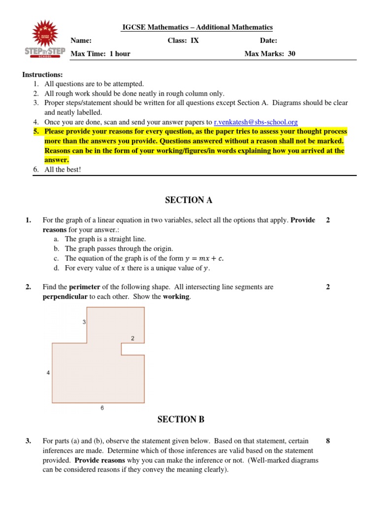 Add Math Selection Test 2021 | PDF