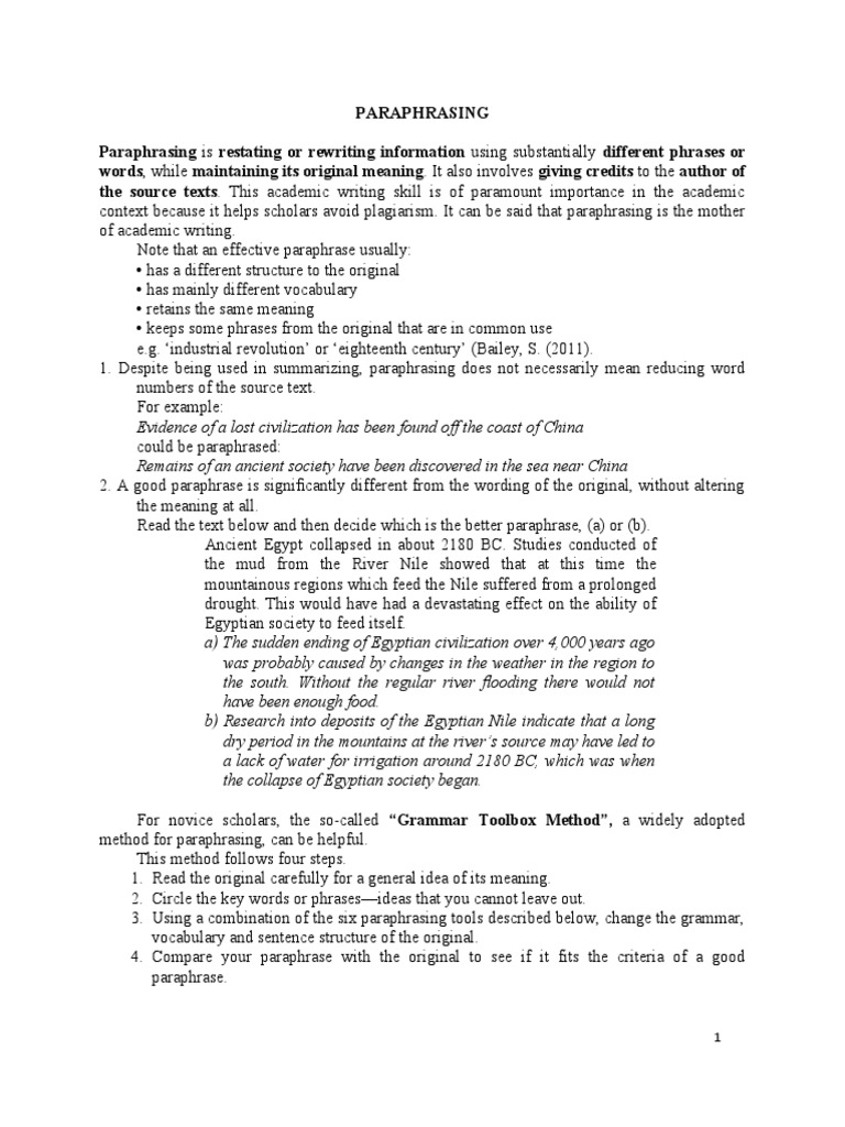 Paraphrasing, Synthesizing, and Summarizing | PDF | Ancient Egypt | Part Of Speech