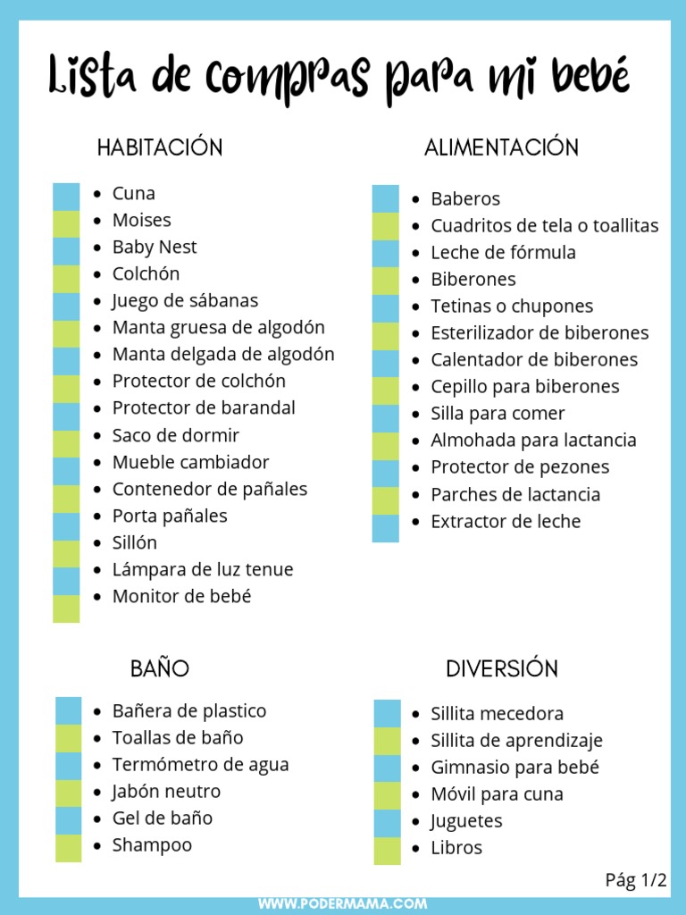 Lista De Compras Para Mi Bebé Descargable Pdf Bienes De Consumo