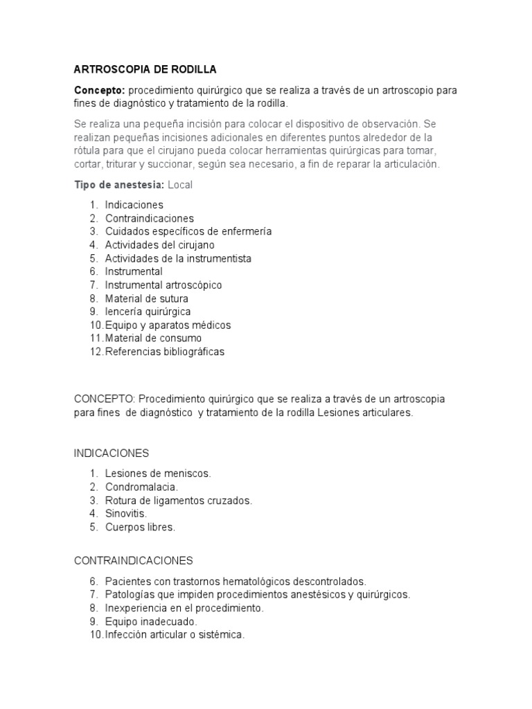 Artroscopia de Rodilla.. | PDF | Rodilla | Cirugía