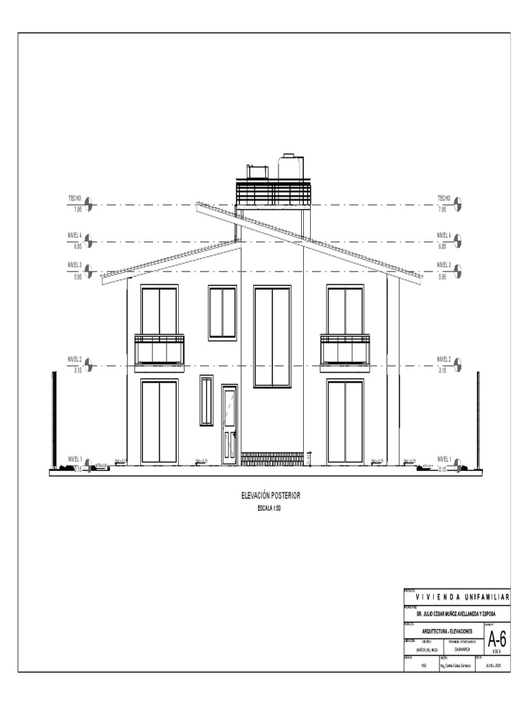 Planos de Arquitectura - Elevaciones A6 | PDF