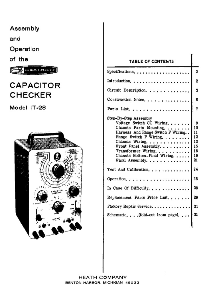 Heathkit IT-28 Capacitor Checker | PDF