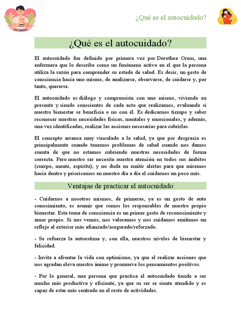Qué Es El Autocuidado | PDF | Autoestima | Mente