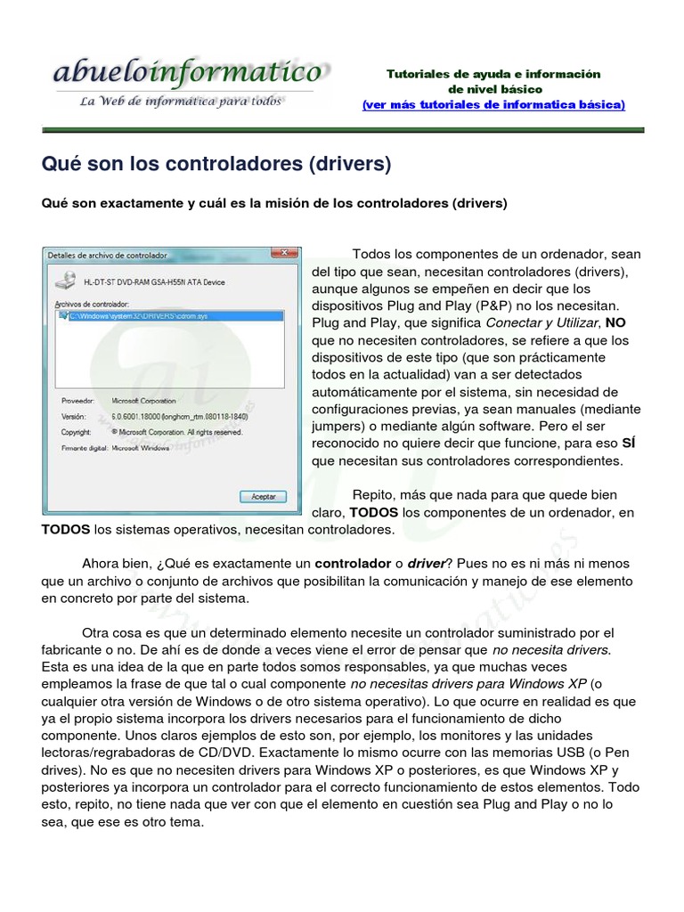 Driver o Controladores | PDF | Hardware de la computadora | Microsoft ...