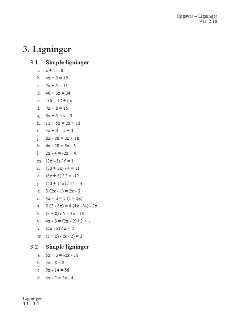 3 - Ligninger | PDF