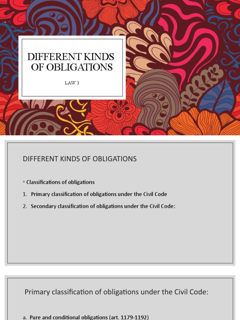 Classification And Effects Of Different Types Of Obligations PDF