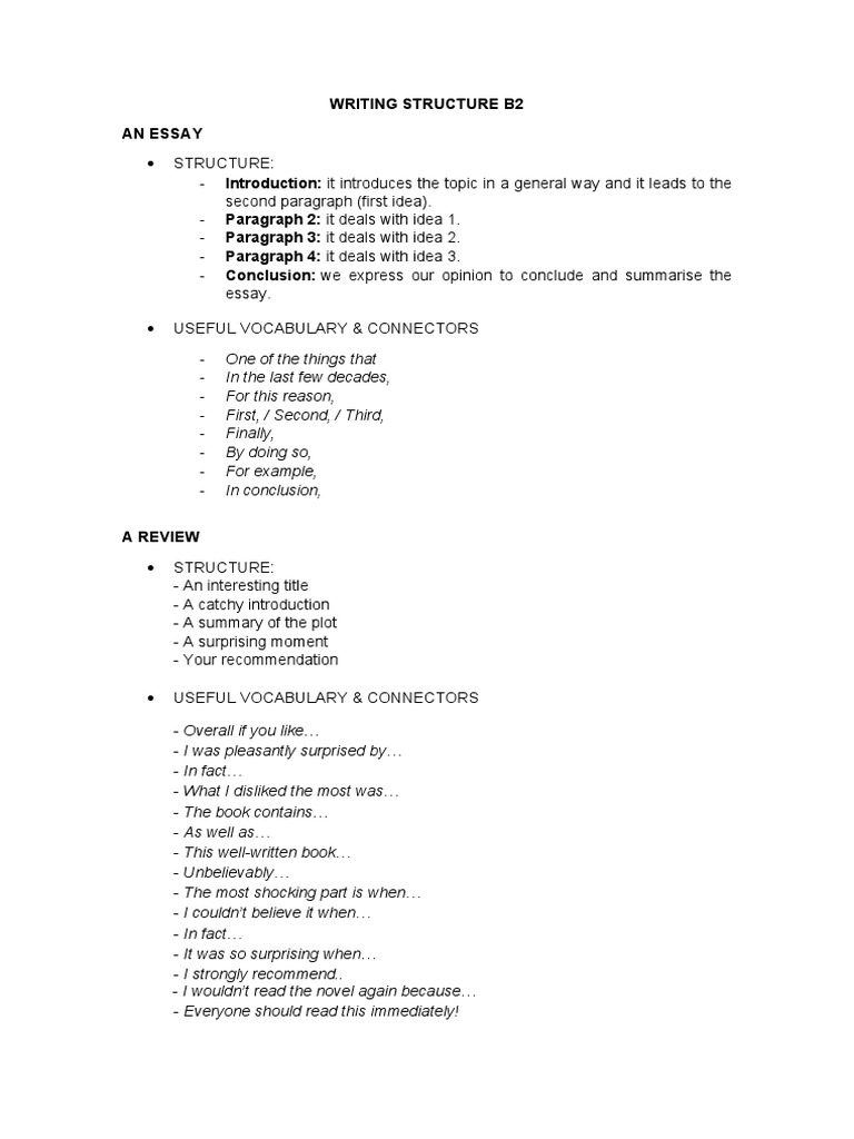 B2 Writing Structure Guide | PDF
