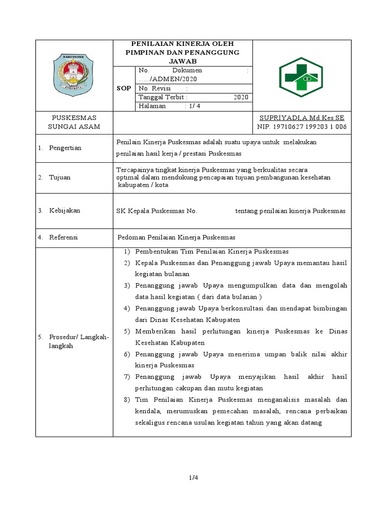 SOP Penilaian Kinerja PKP | PDF