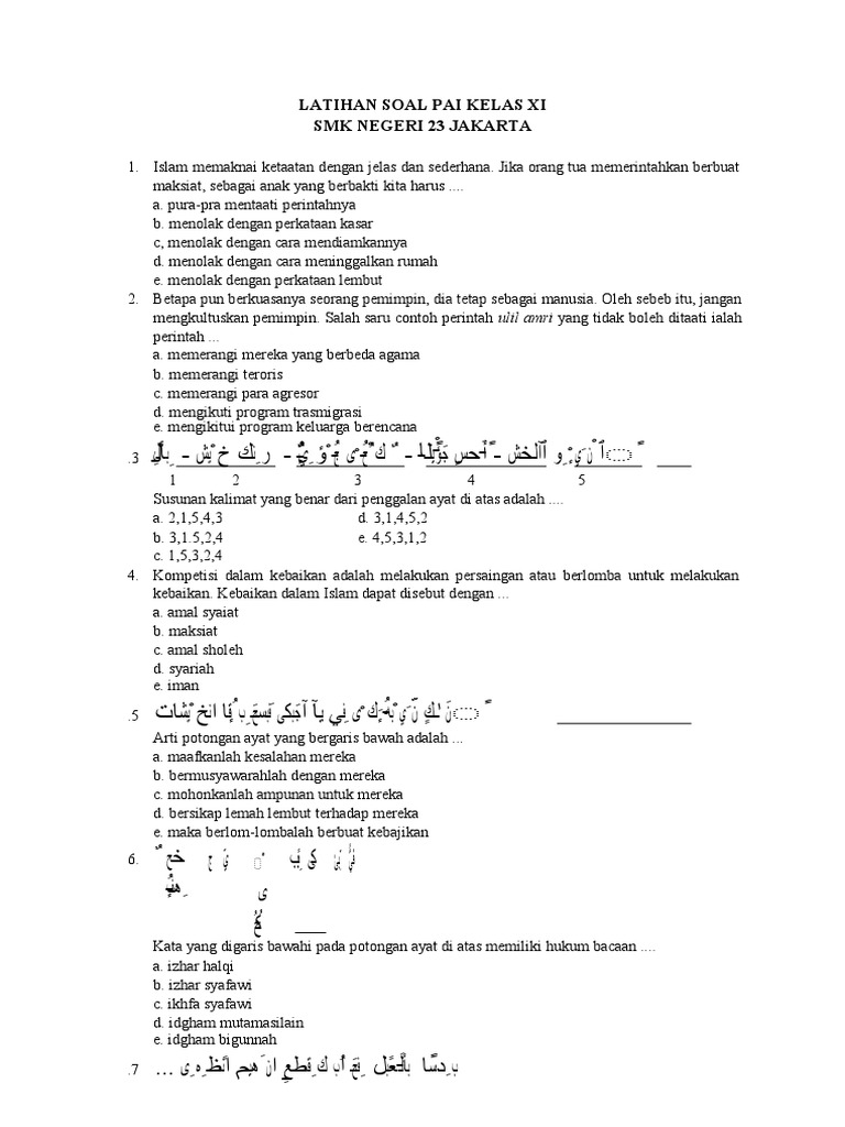 Latihan Soal Xi | PDF